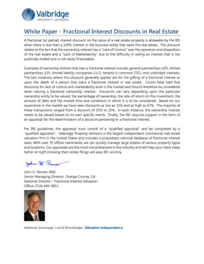 Fractional Interest Valuation - Valbridge Property Advisors